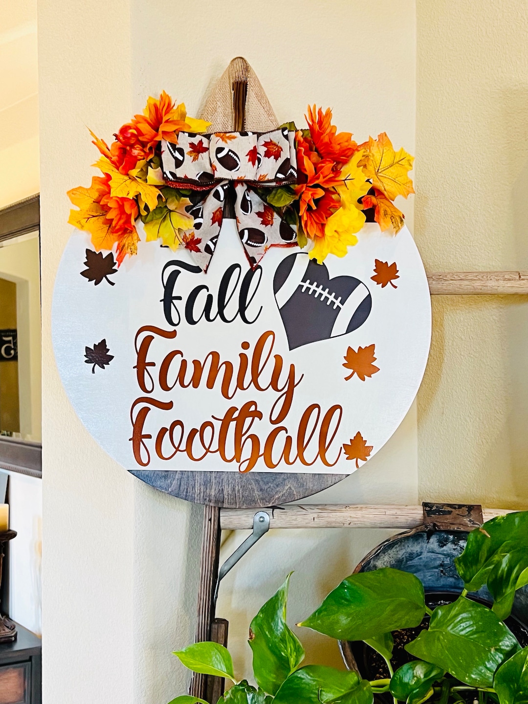 Front Door Decor Fall Family Football Door Hanger Fall - Etsy