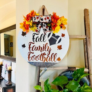 Front Door Decor, Fall, Family, Football Door Hanger, Fall Welcome Sign ...