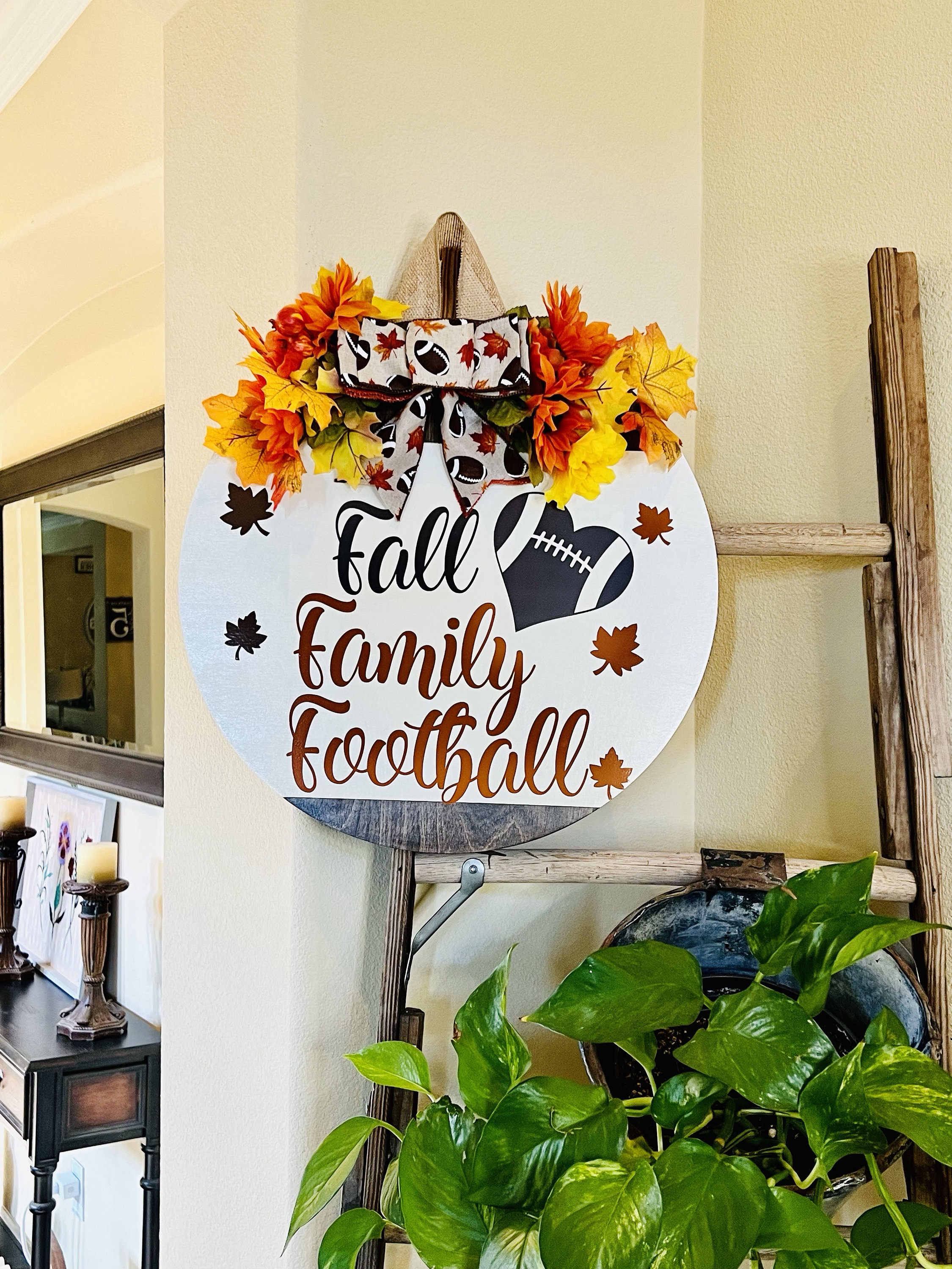 Front Door Decor, Fall, Family, Football Door Hanger, Fall Welcome Sign ...