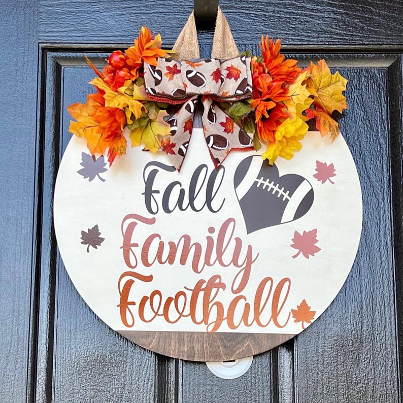 Front Door Decor, Fall, Family, Football Door Hanger, Fall Welcome Sign ...