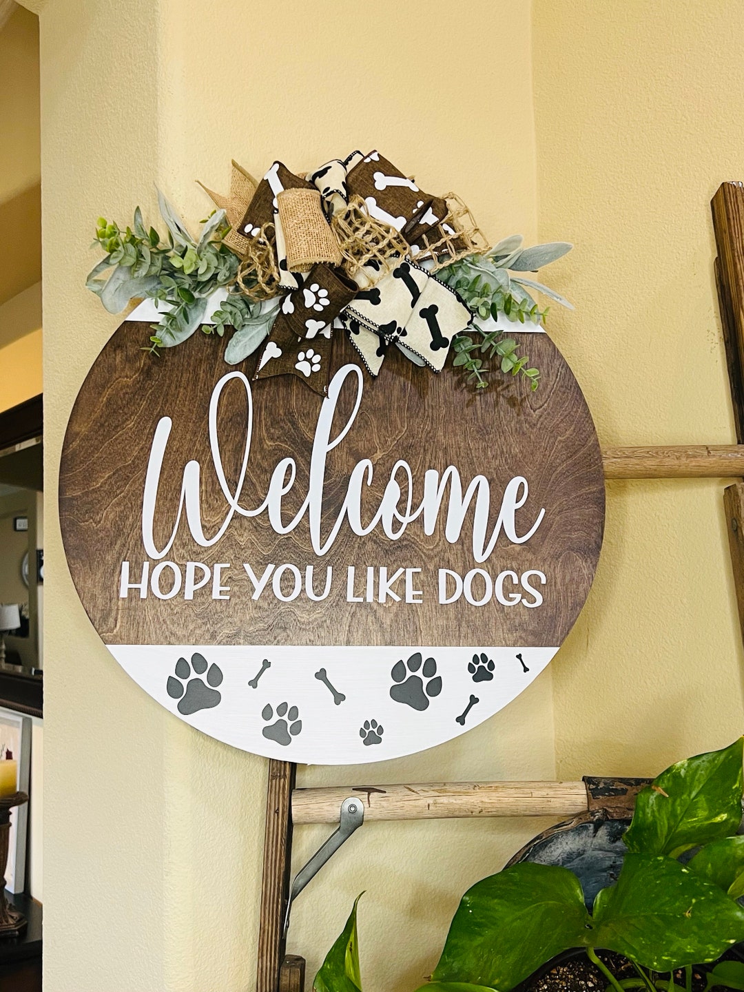 Front Door Decor Dog Door Sign Hope You Like Dogs Front - Etsy