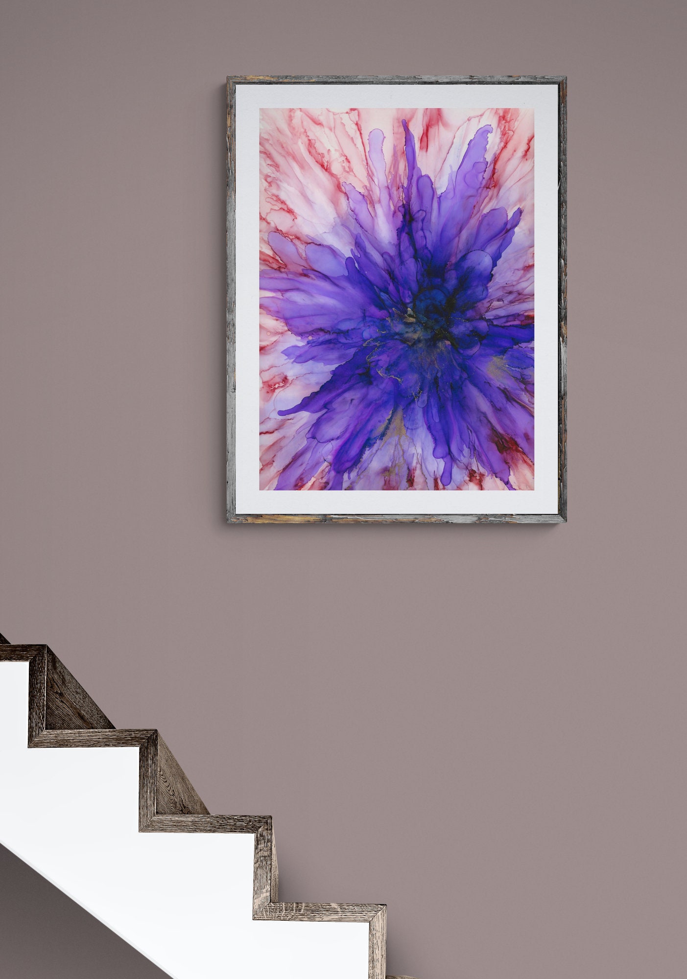 Violet Red Abstract Floral Art Print, A4 A3 A2 A1, Abstract Wall Art ...