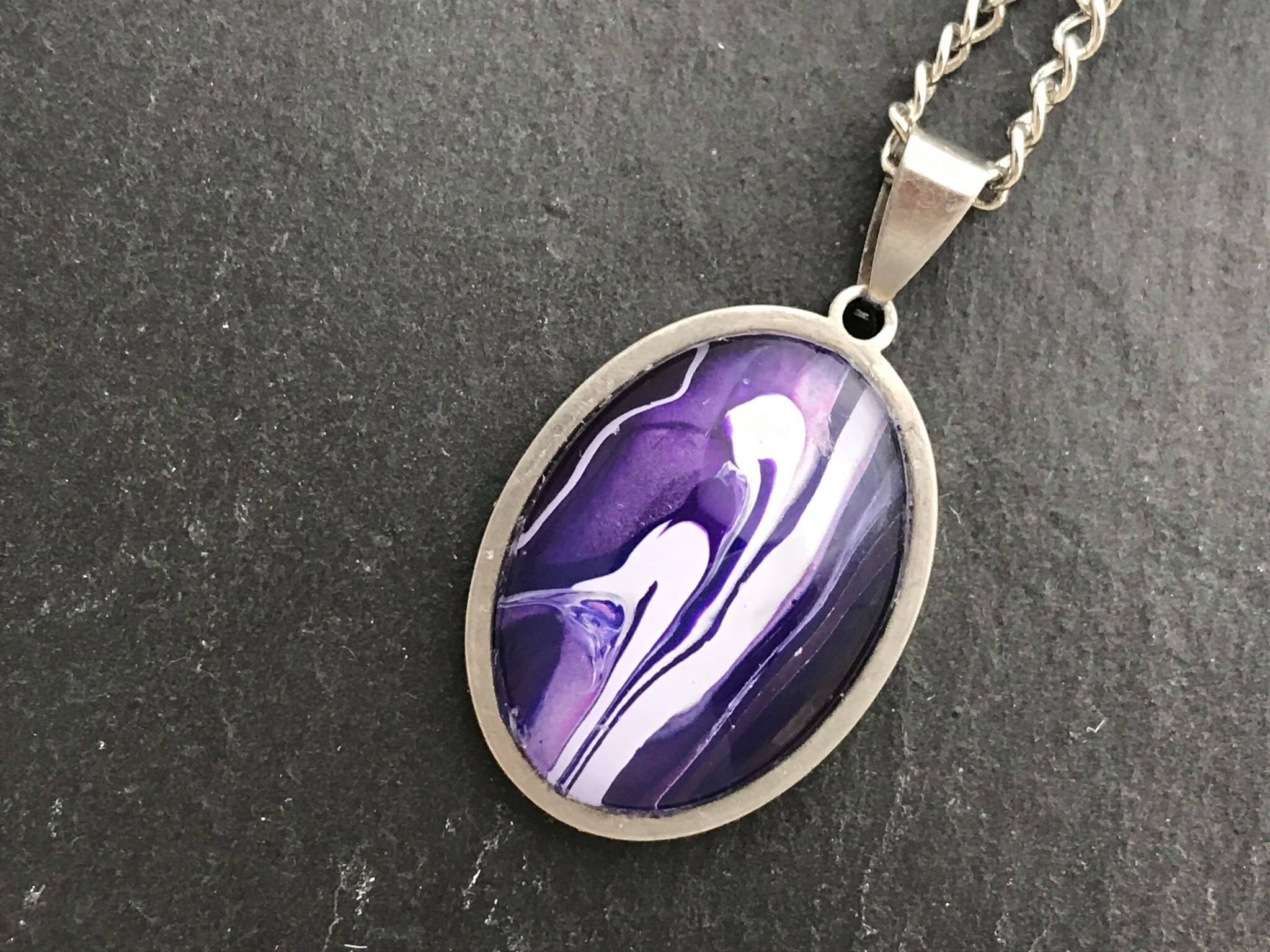 Violet Necklace Violet Pendant Purple Pendant Necklace | Etsy