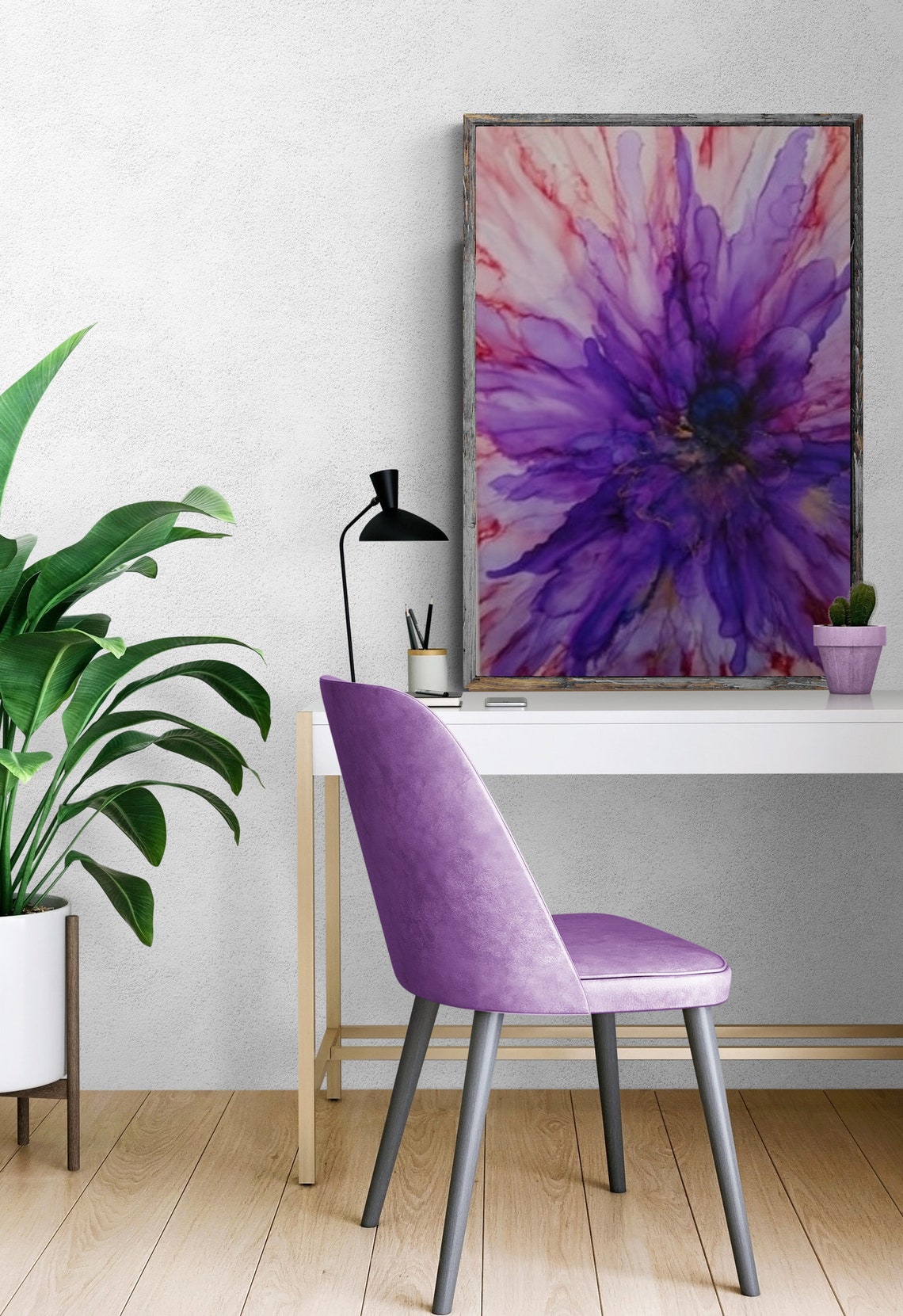 Violet Red Abstract Floral Art Print, A4 A3 A2 A1, Abstract Wall Art ...