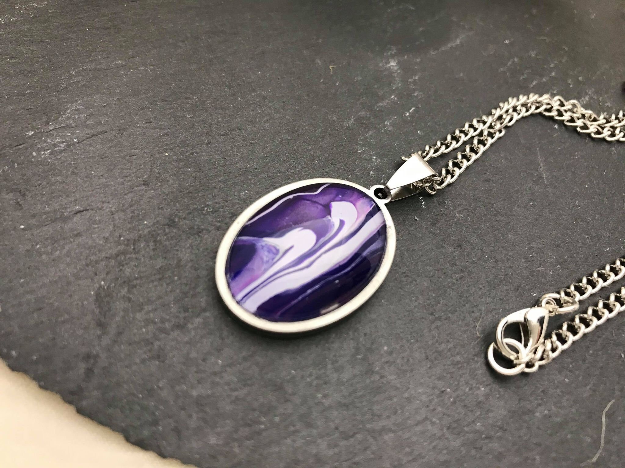 Violet Necklace Violet Pendant Purple Pendant Necklace | Etsy