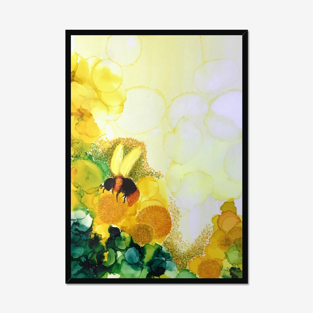 Bee and Flower Print, A4 A3 A2 A1 Print, Bee Kind Print, Bee Art Gift ...
