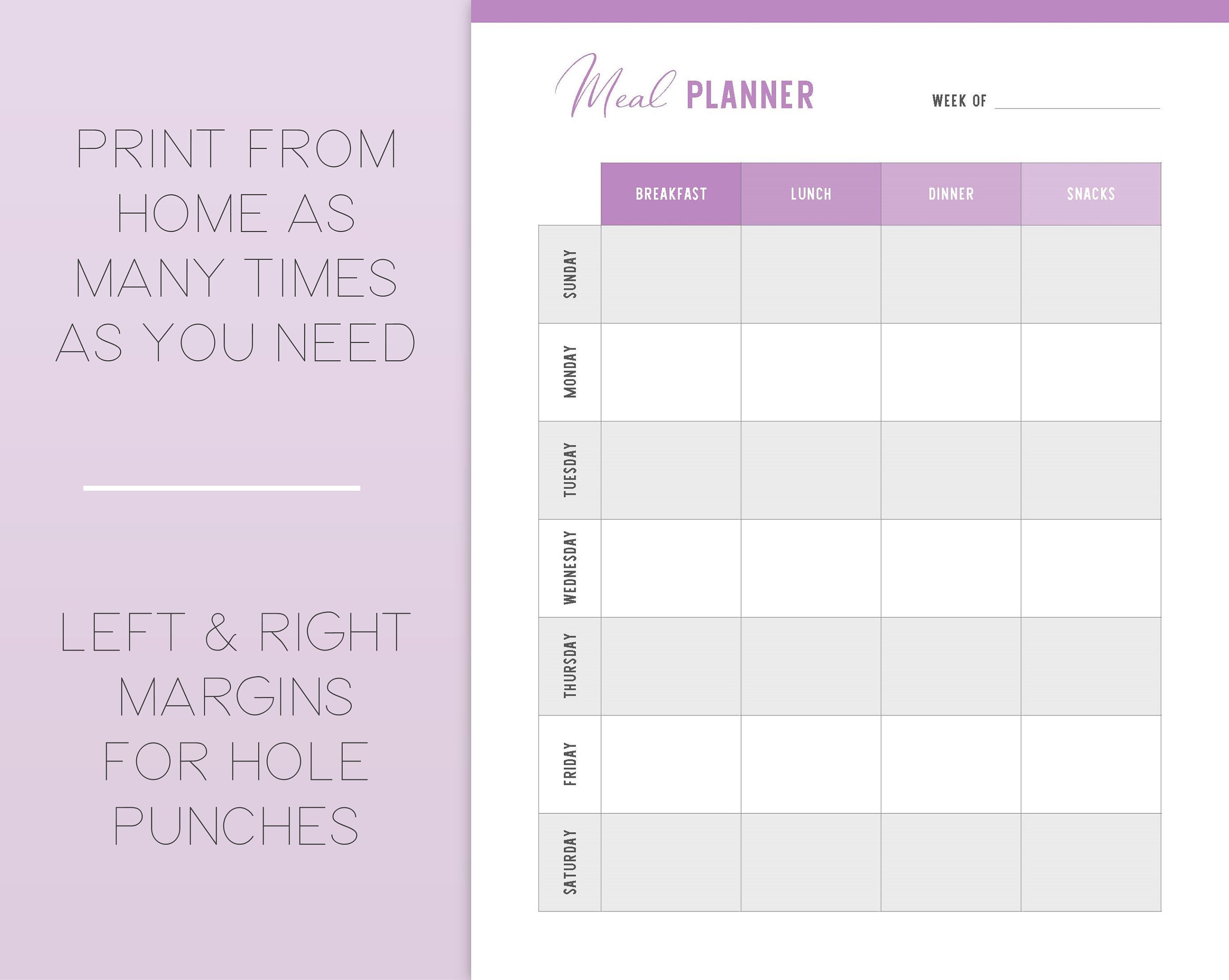 Meal Planner Printable / Weekly Meal Plan / Menu Planner / Agenda ...