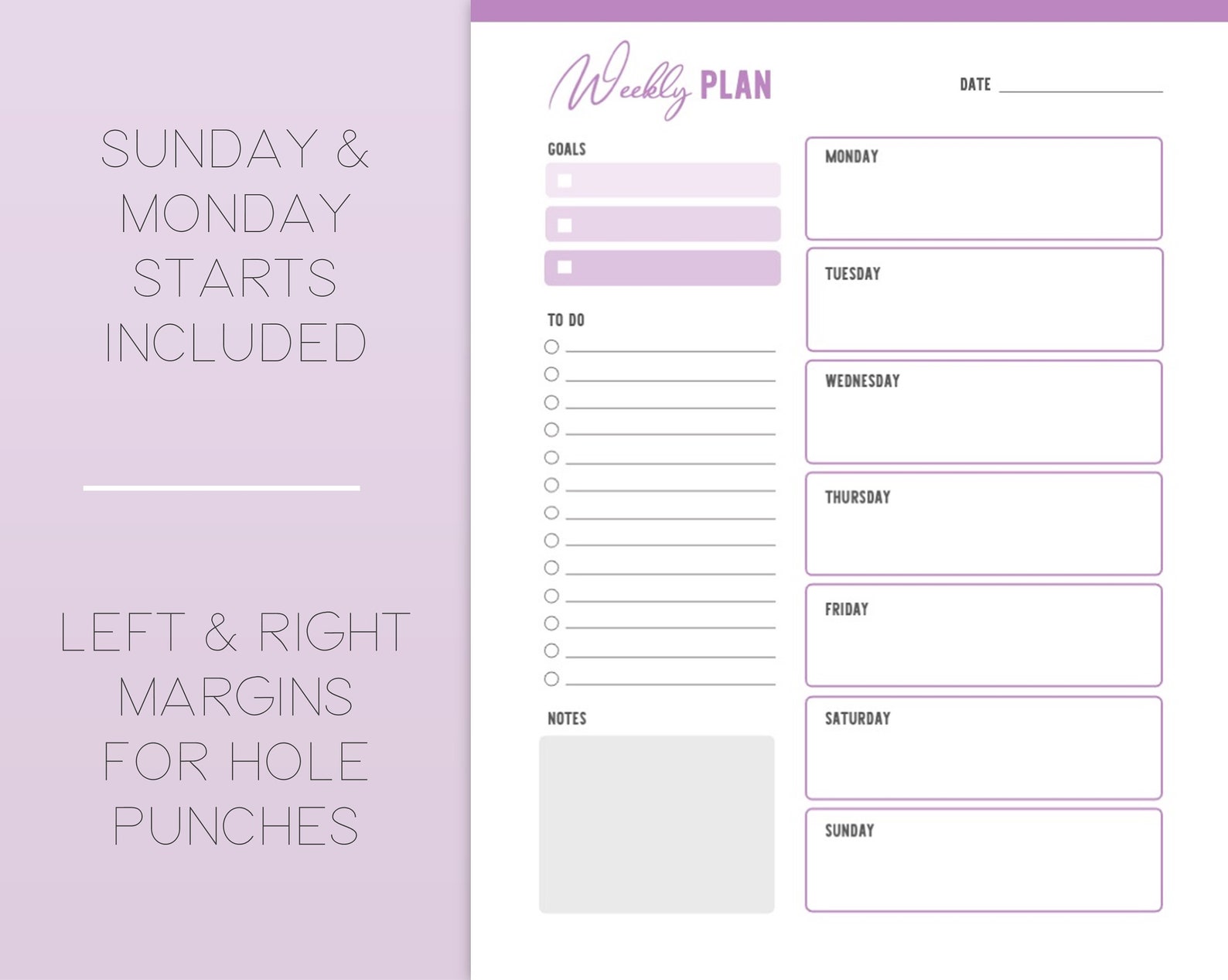 Weekly Planner Printable / Goal Planner / to Do List / Agenda ...