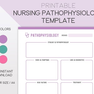 Printable Nursing Student Pathophysiology Template / Disease & Patho ...