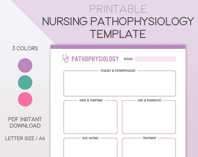 Printable Nursing Student Pathophysiology Template / Disease & Patho ...