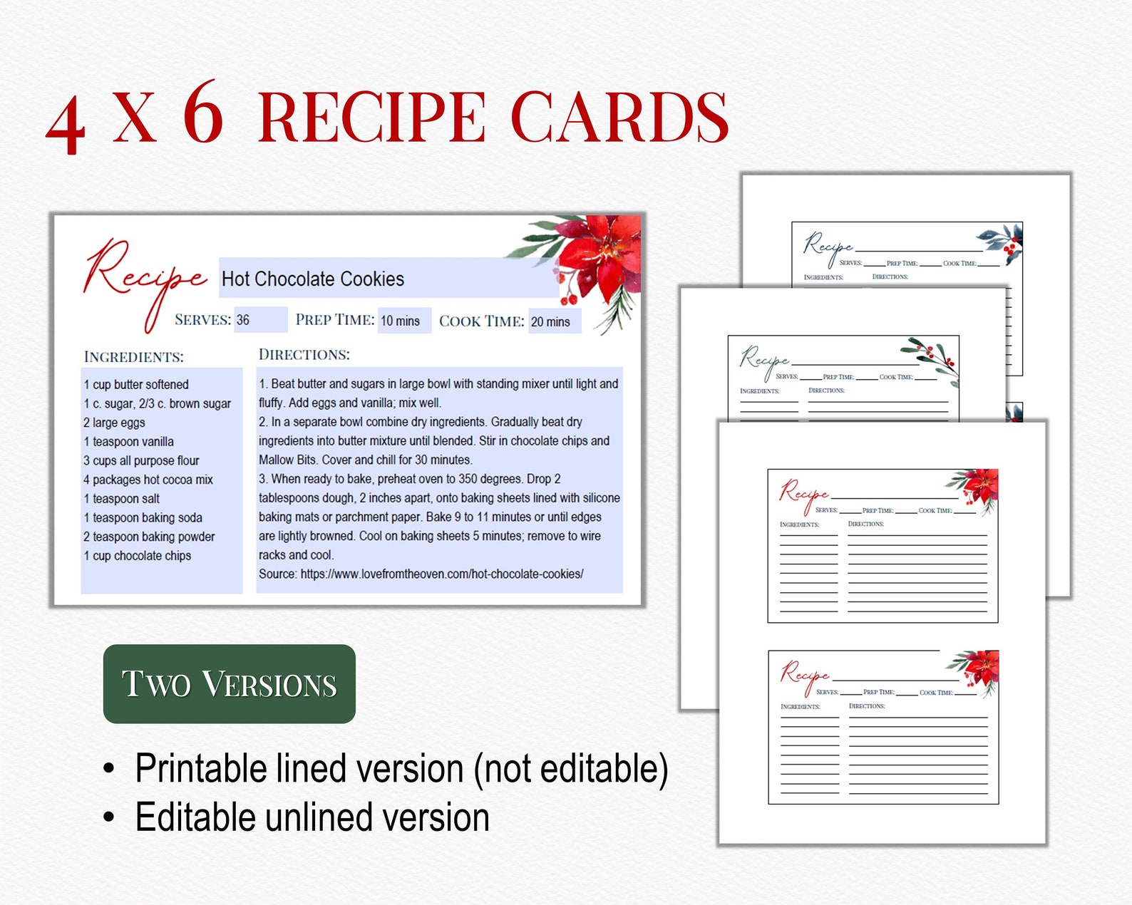 Editable Christmas Holiday Recipe Binder Kit / Printable Recipe ...