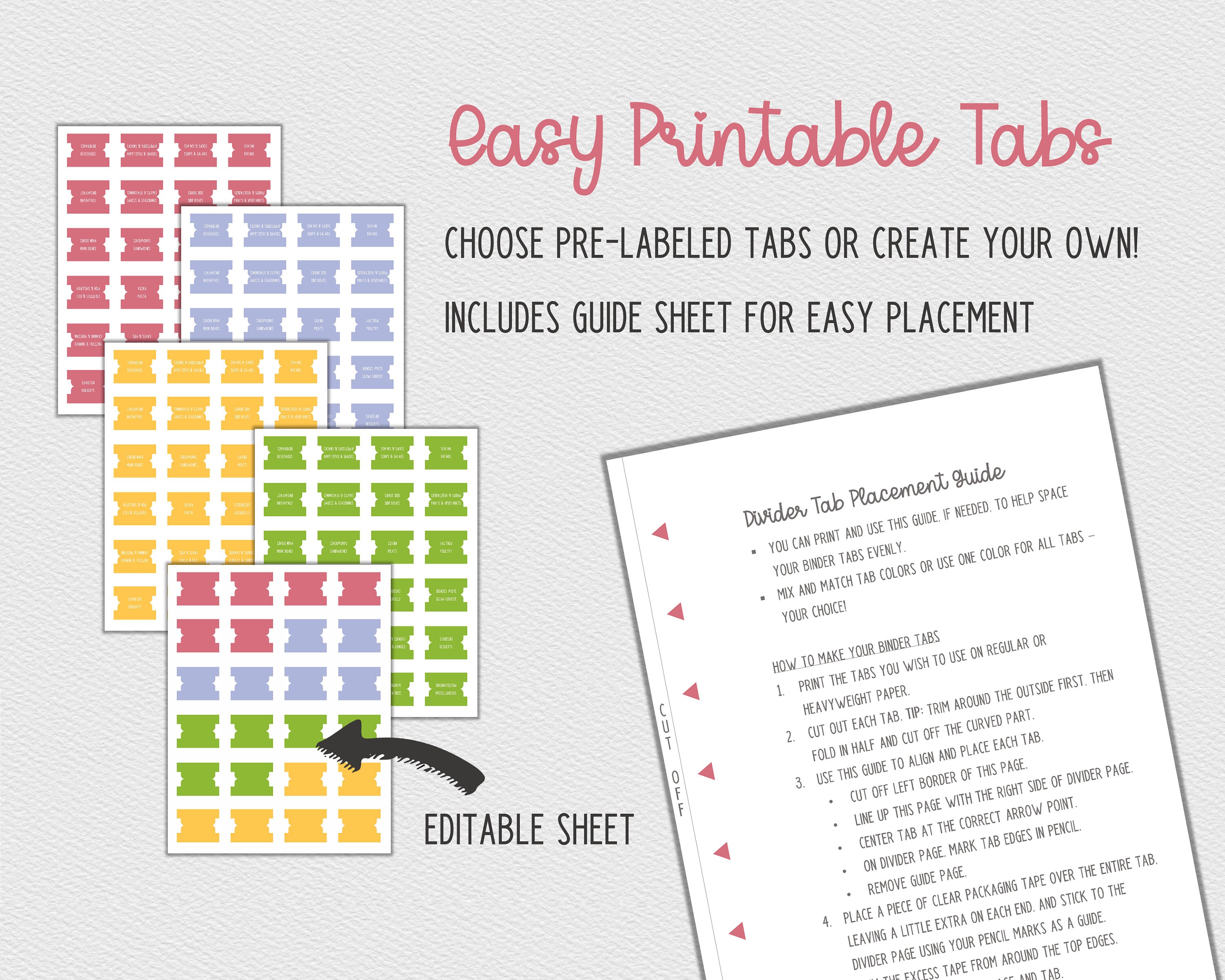 Editable Recipe Binder Kit / Printable Recipe Templates + Recipe Cards ...