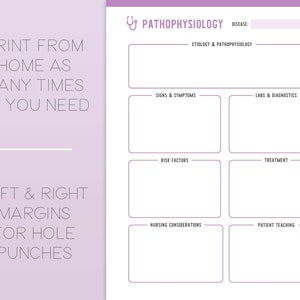 Printable Nursing Student Pathophysiology Template / Disease & Patho ...