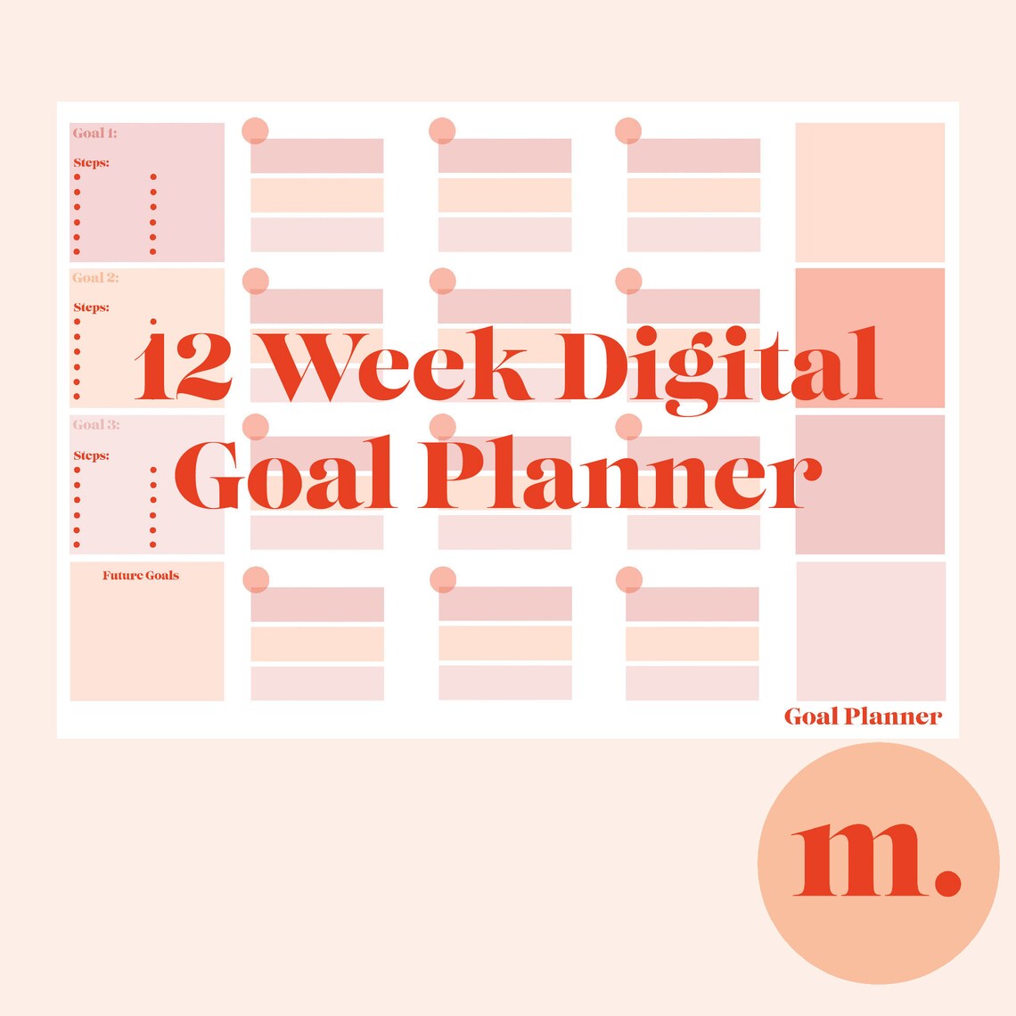 12 Week Goal Planner - Digital Download, Printable Calendar, Quarterly ...