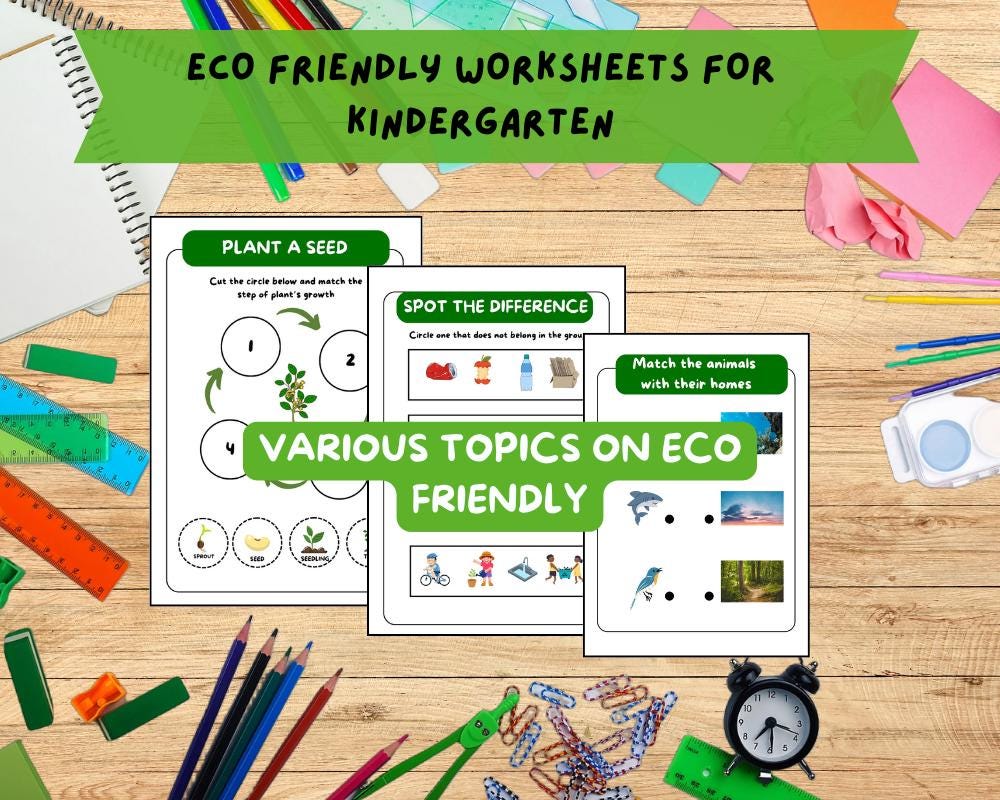 Printable Eco-friendly Kindergarten Worksheets, Drawing and Coloring ...