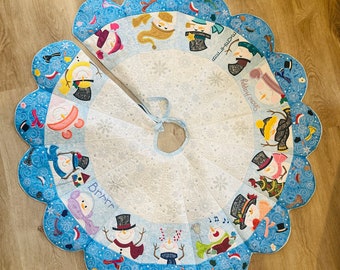 Embroidered Snowman Christmas Tree Skirt 52” Diameter - Etsy