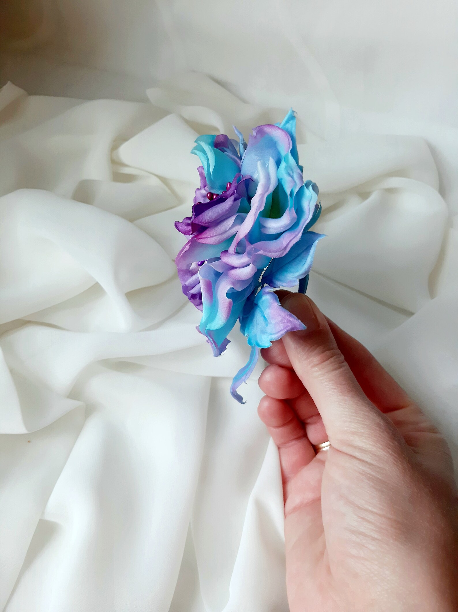 Fabric flower brooch Handpainted brooches Silk flower jewelry | Etsy