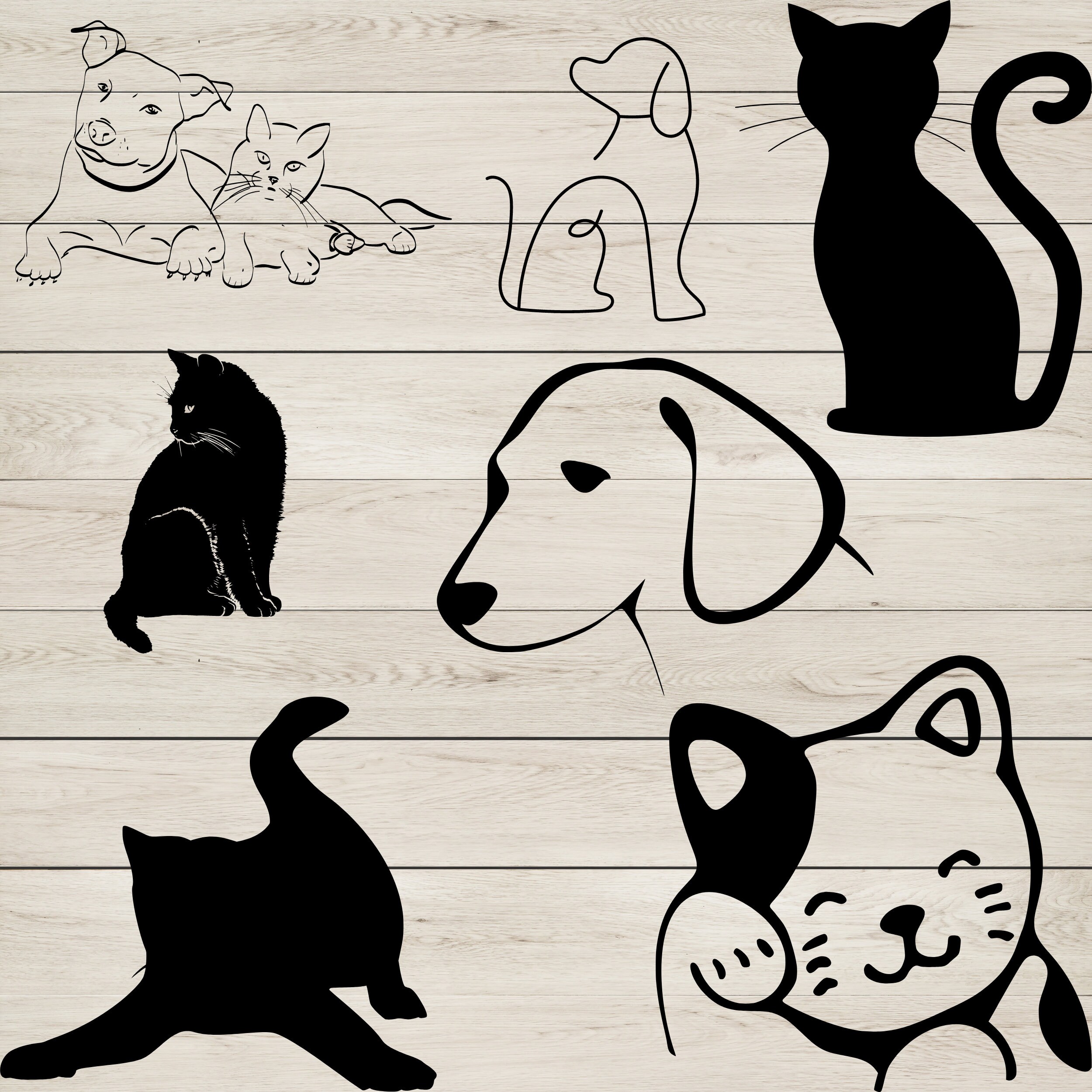 Dogs and Cats Clipart Bundle Svg Dxf Eps Png Silhouettes - Etsy