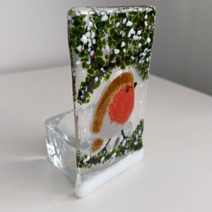Robin Fused Glass Tea Light Panel - Etsy