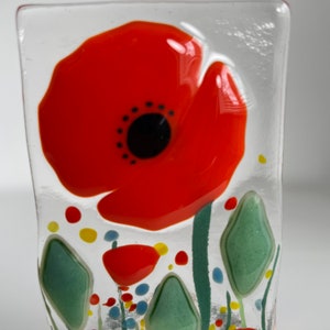 Poppy Tealight Panel - Fused Glass Tealight Holder - Etsy