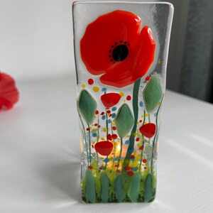 Poppy Tealight Panel - Fused Glass Tealight Holder - Etsy