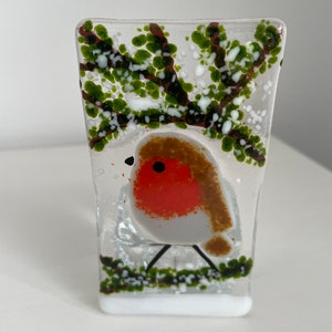 Robin Fused Glass Tea Light Panel - Etsy
