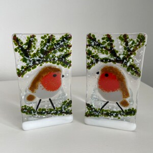 Robin Fused Glass Tea Light Panel - Etsy