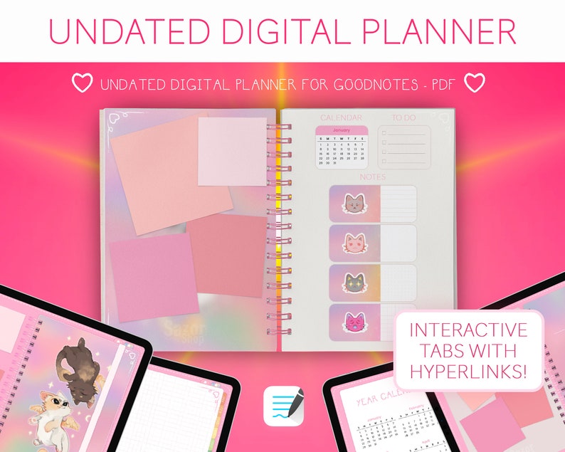 Cute Cats Digital Planner 2023 2024 Digital Planner Undated - Etsy