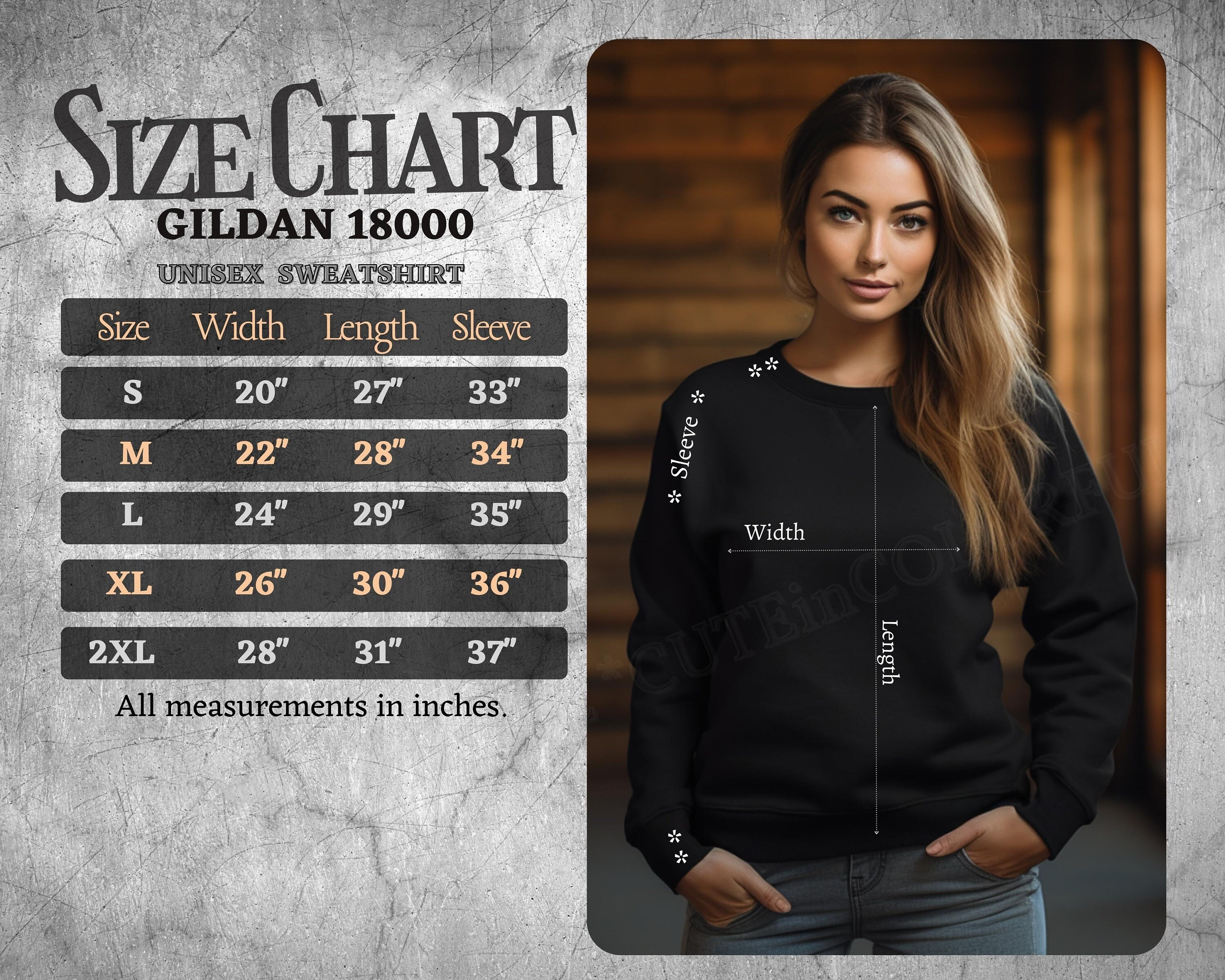Gildan 18000, 4 Size Charts, Gildan Sweatshirt Size Chart, Gildan ...
