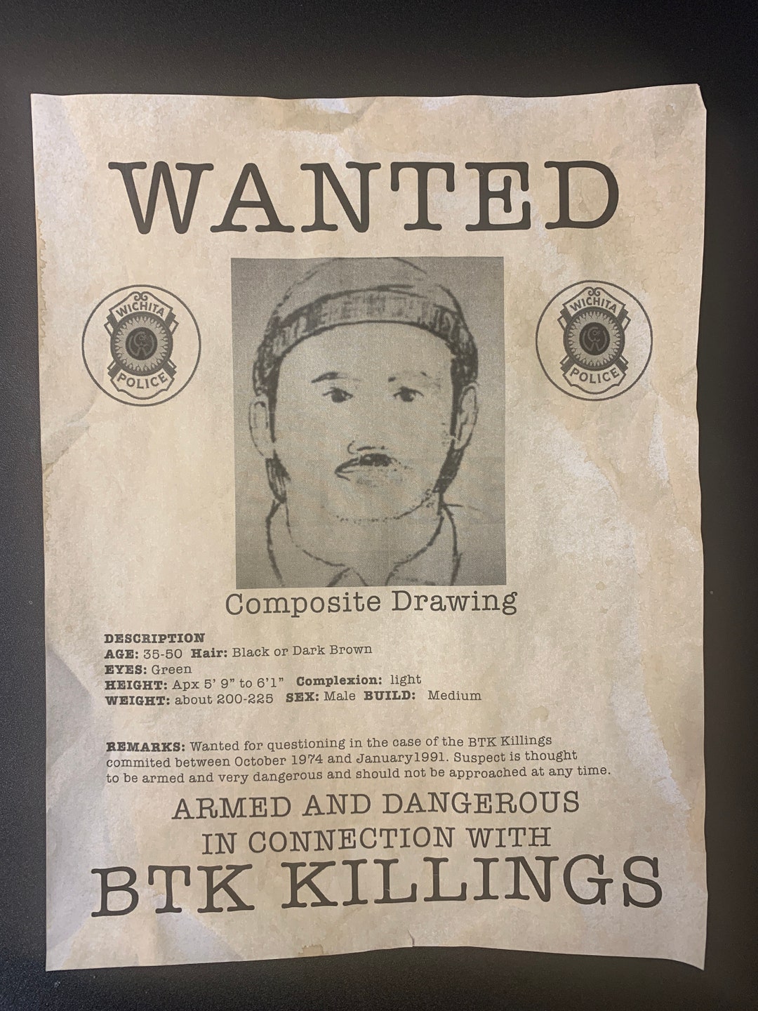 BTK Serial Killer Wanted Poster - Etsy