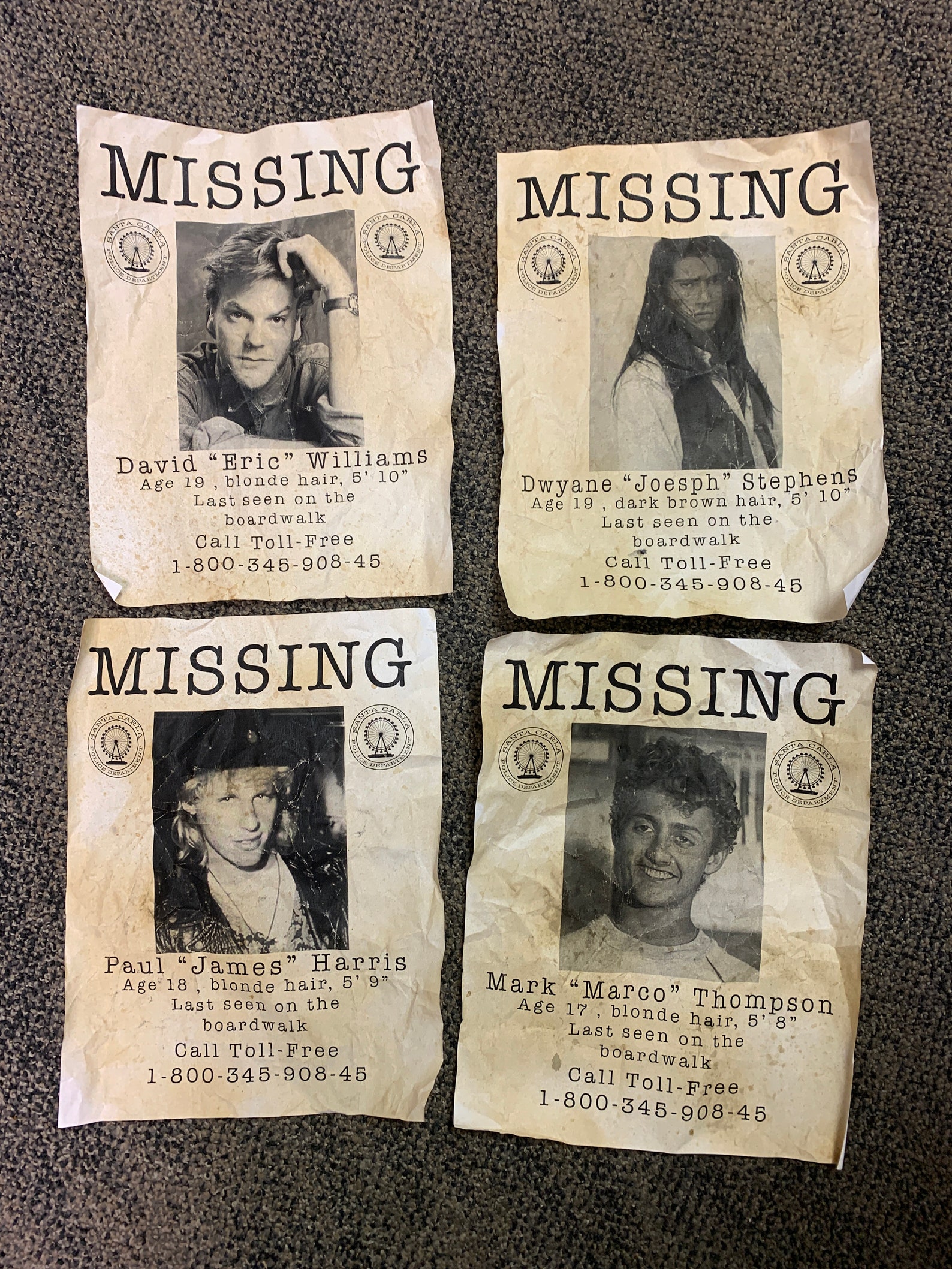 Lost Boys Missing Flyers Movie Prop Replicas David Marco - Etsy