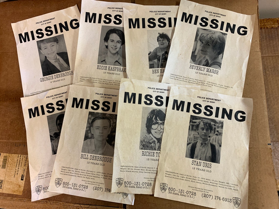 Horror Memorabilia IT Missing Posters Individual or Set of 8 - Etsy