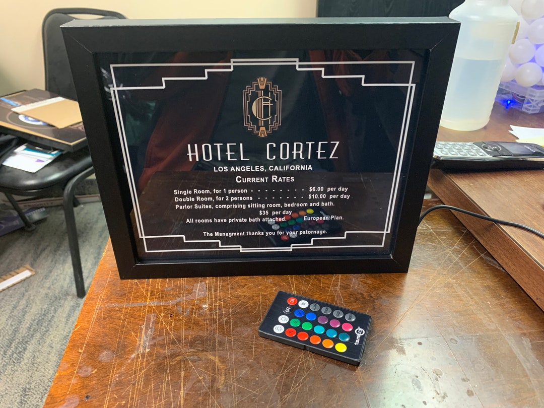 Hotel Cortez Room Rates Backlight Display - American Horror Story - Etsy