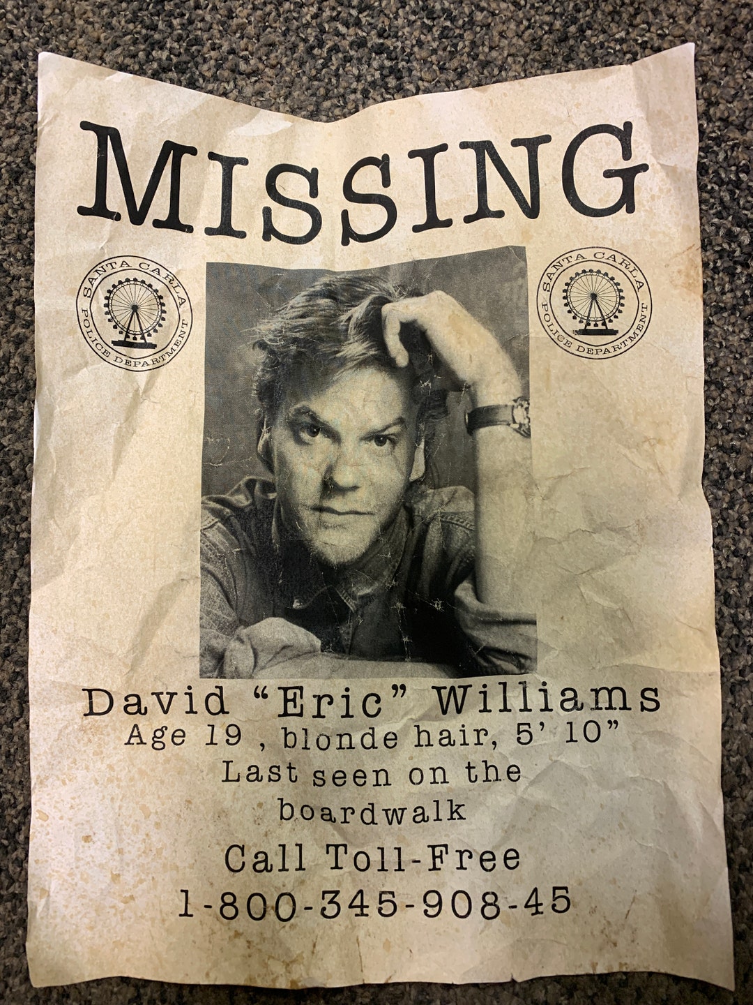 Lost Boys Missing Flyers Movie Prop Replicas David, Marco, Dwayne, Paul ...