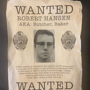 The Butcher Baker - Robert Hansen - Serial Killer Wanted Poster - Etsy