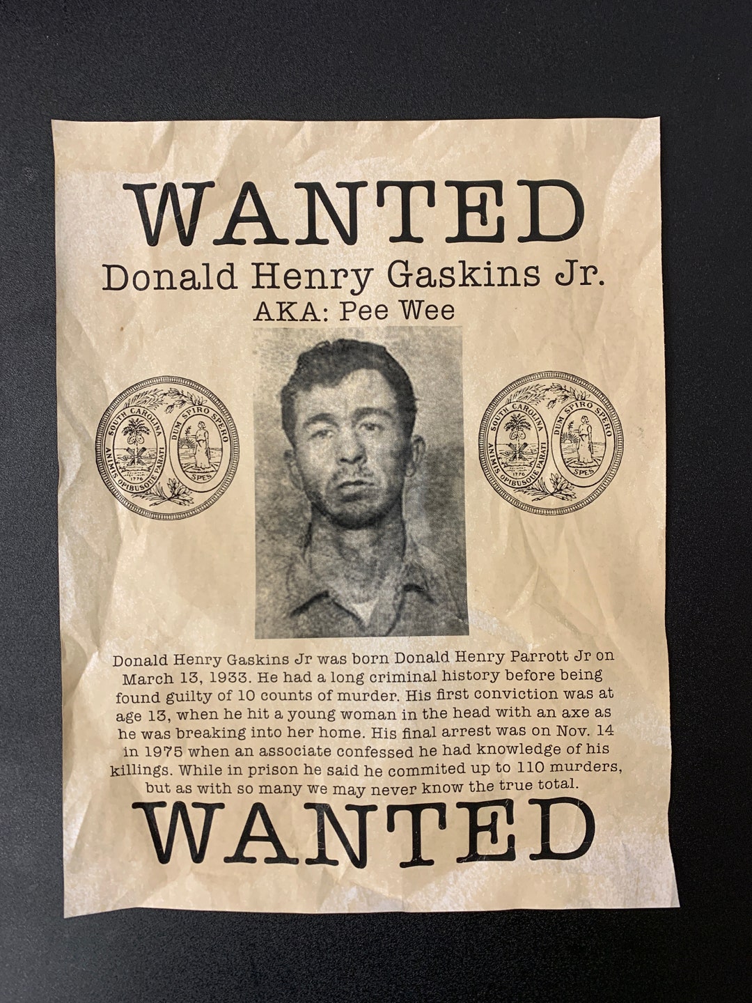 Donald Henry Gaskins Jr. - Serial Killer Wanted Poster - Etsy