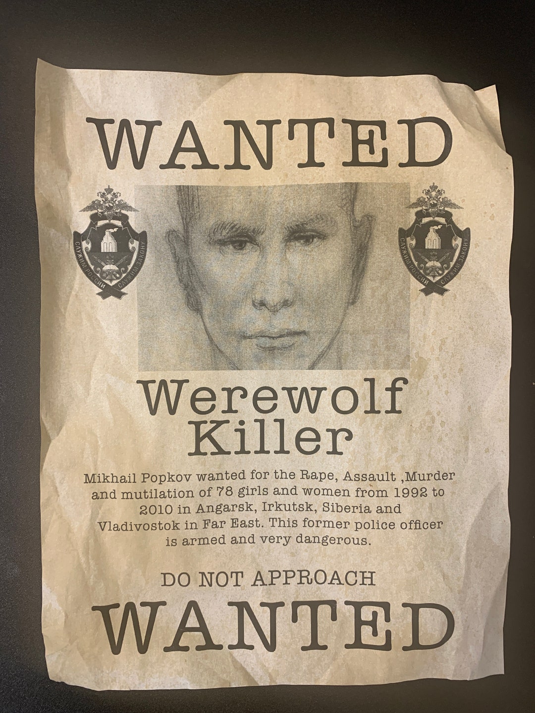 The Werewolf Killer - Mikhail Popkov - Serial Killer Wanted Poster - Etsy