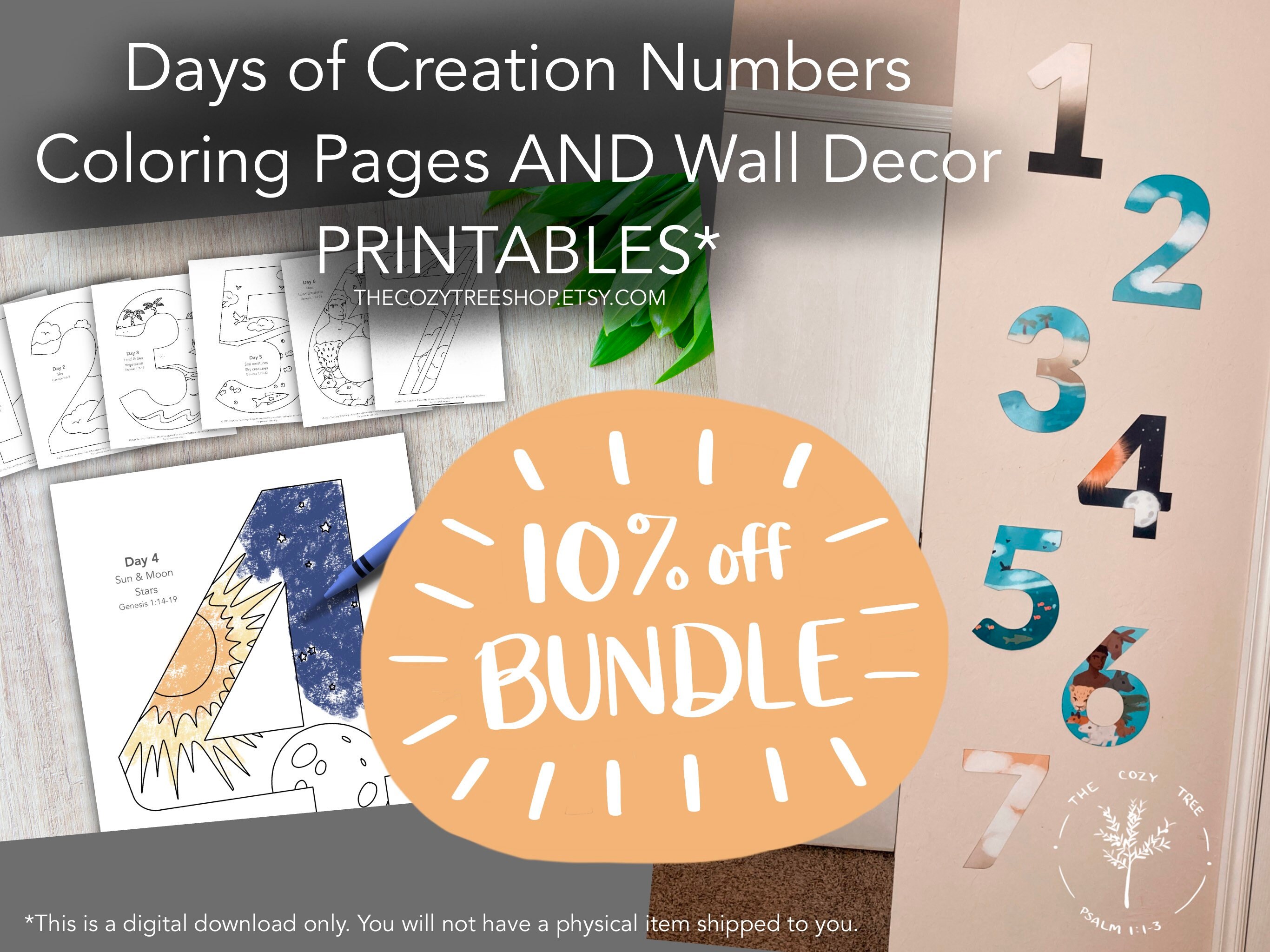 Days of Creation BUNDLE - Wall Decor AND Coloring Pages, Great for ...