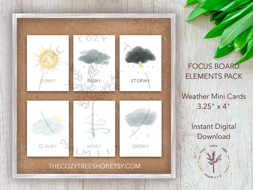 WEATHER Focus Board Elements Pack | Digital Download, Printable Only ...