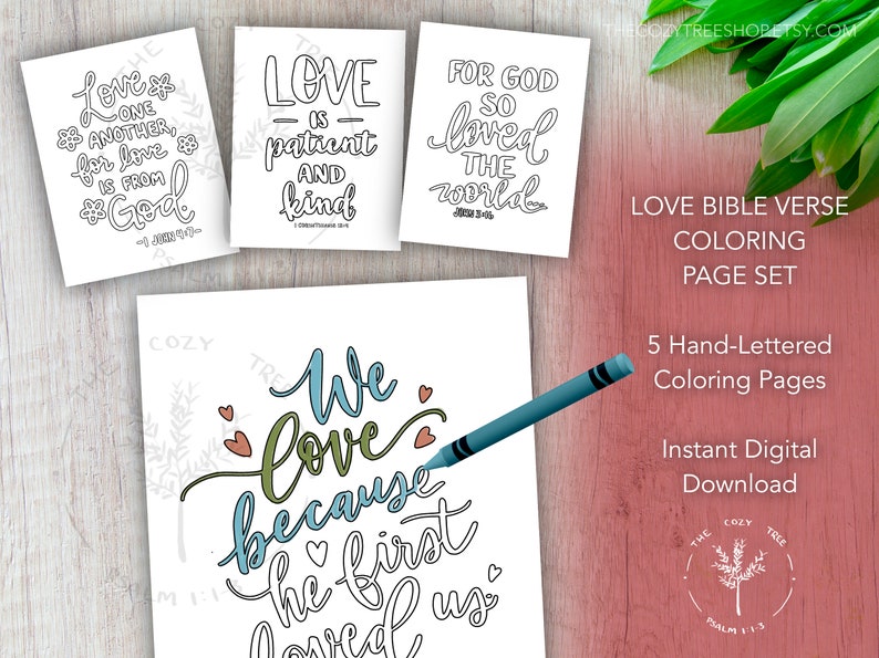 LOVE Bible Verse Coloring Pages | INSTANT DOWNLOAD Printable Pdf ...