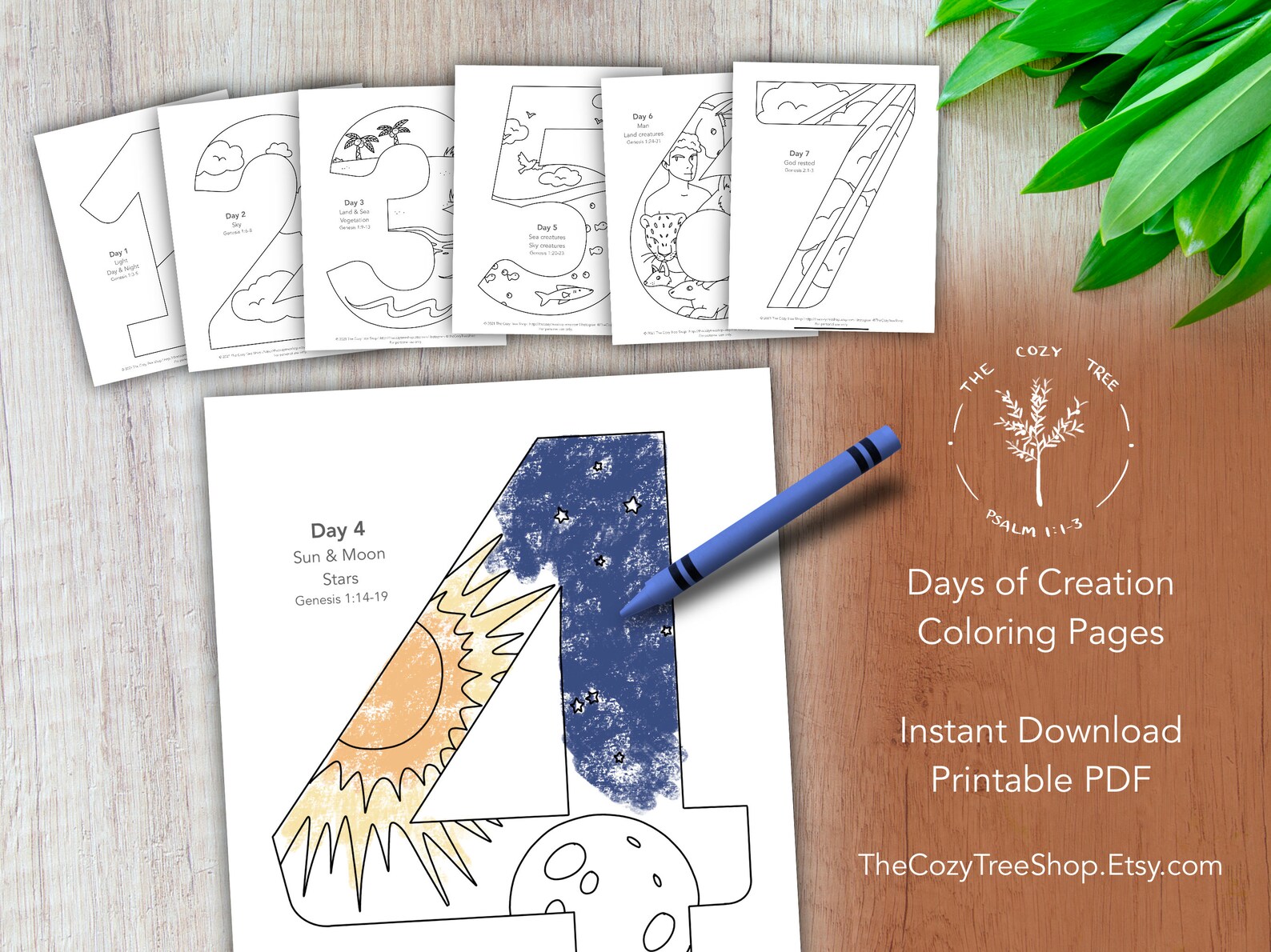 Days of Creation Numbers Coloring Pages | INSTANT DOWNLOAD PRINTABLE ...
