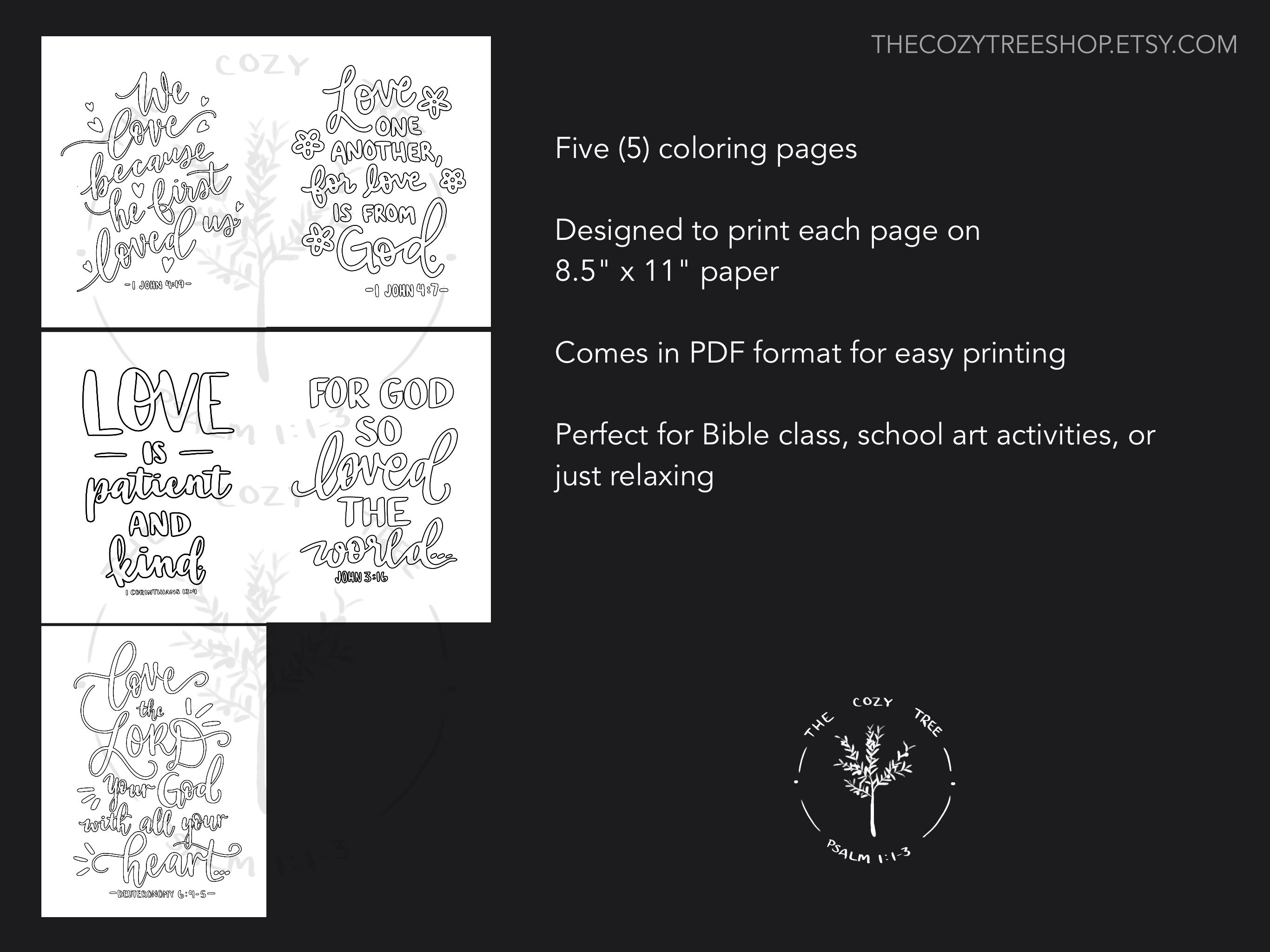 LOVE Bible Verse Coloring Pages | INSTANT DOWNLOAD Printable Pdf ...