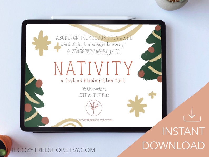 Nativity Font for Procreate - Digital File Instant Download | Festive ...