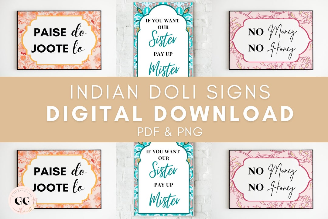 Indian Doli Welcome Signs | Bridal Party Welcome Signs | Digital ...