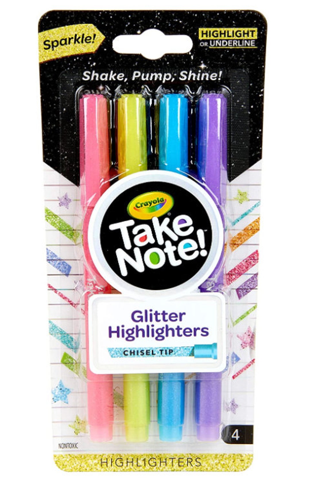 CRAYOLA Take Note! Glitter Highlighters, 4 Count - Etsy