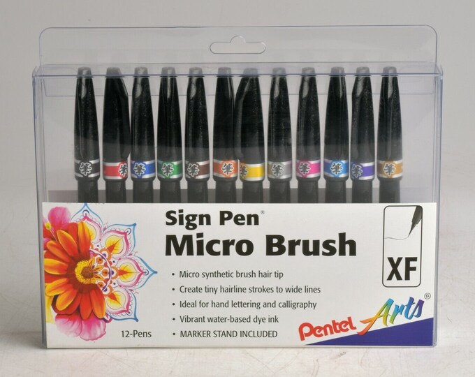 Pentel- Sign Pen Brush Point Marker, Assorted 12 PCS - Etsy