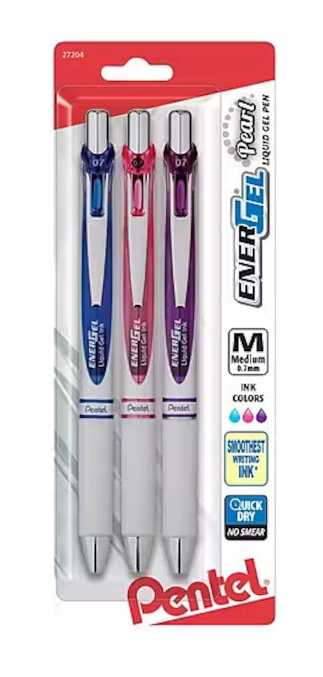 Pentel Energel Pearl Deluxe Retractable Liquid Gel Pens, 3-pack, 0.7mm ...