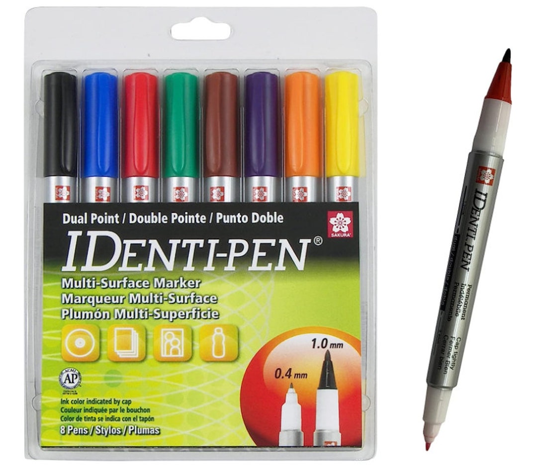 SAKURA Identi-pen Permanent Markers - Dual Tip - Assorted Colored Ink ...