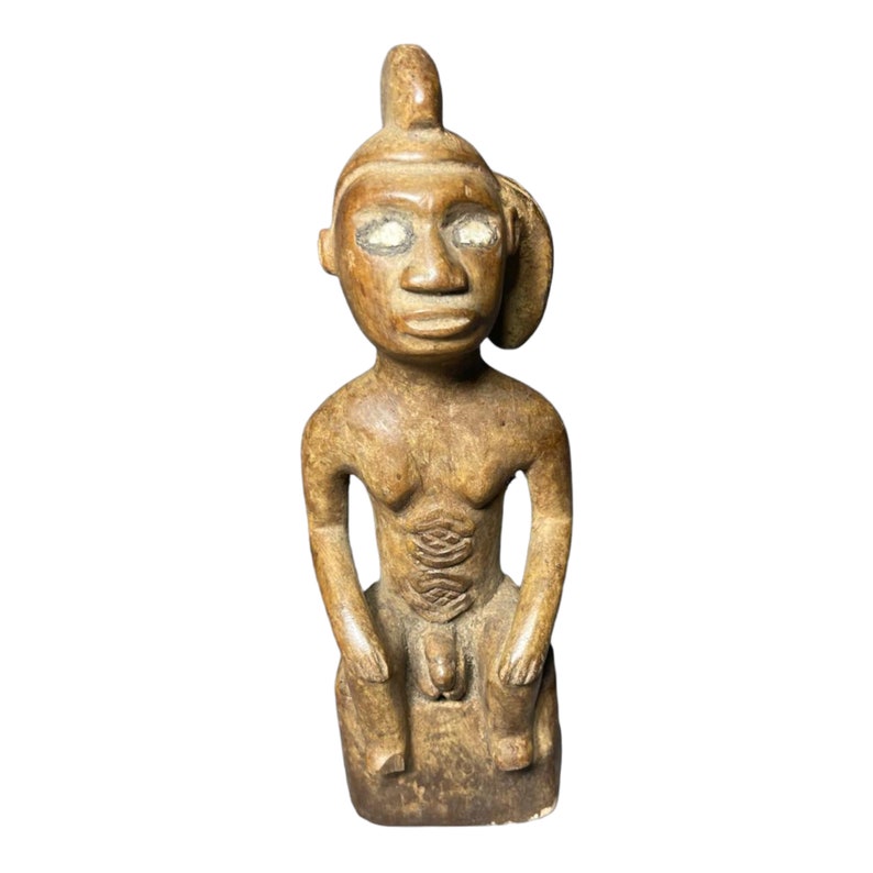 African Statue Sitting Male Figure African Wood Sculpture - Etsy