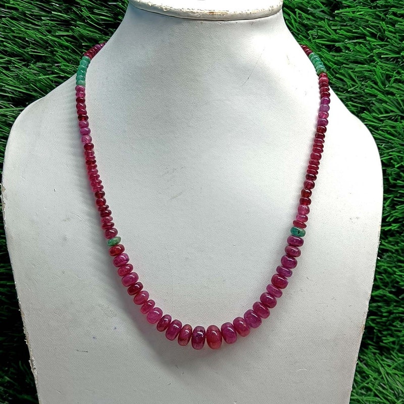 Ruby Beads Necklace - Etsy